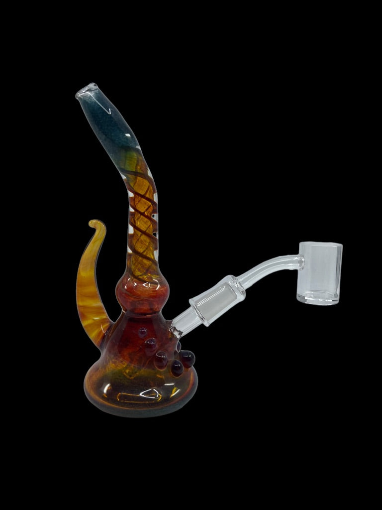 Amber Tentacle Dab Rig with Decorative Horn Accent - SSG - $45.00